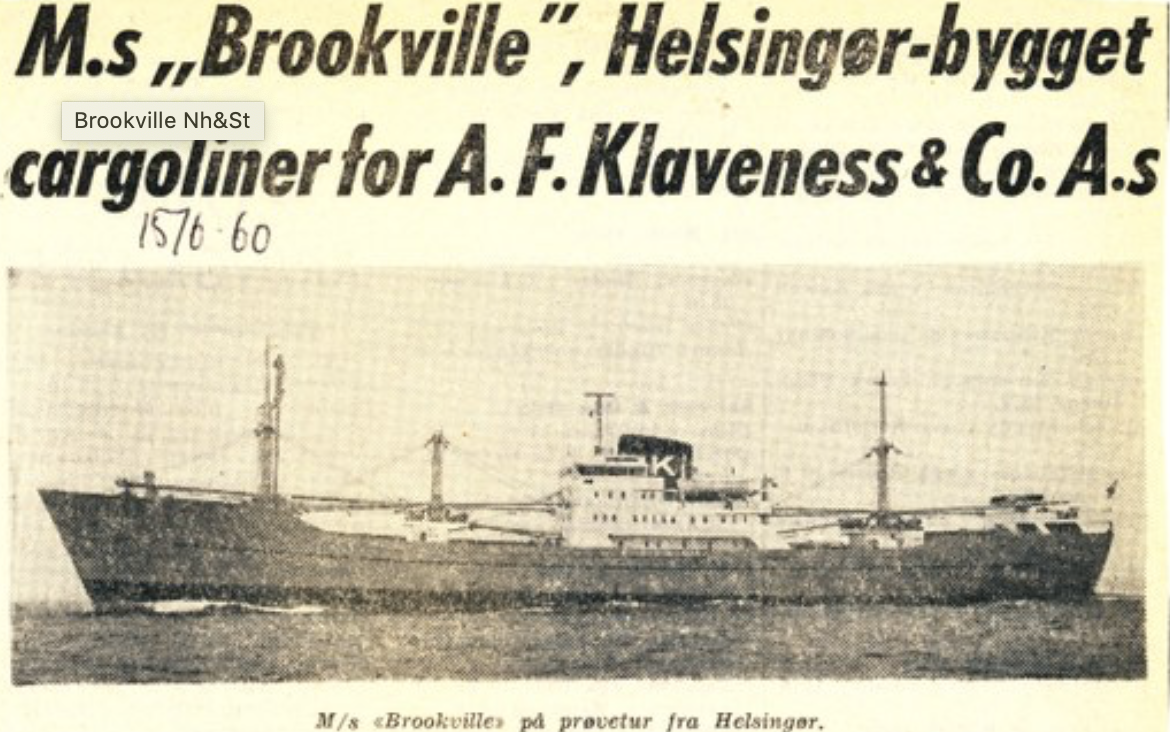 Presseomtale Brookville 1960 — Skipet